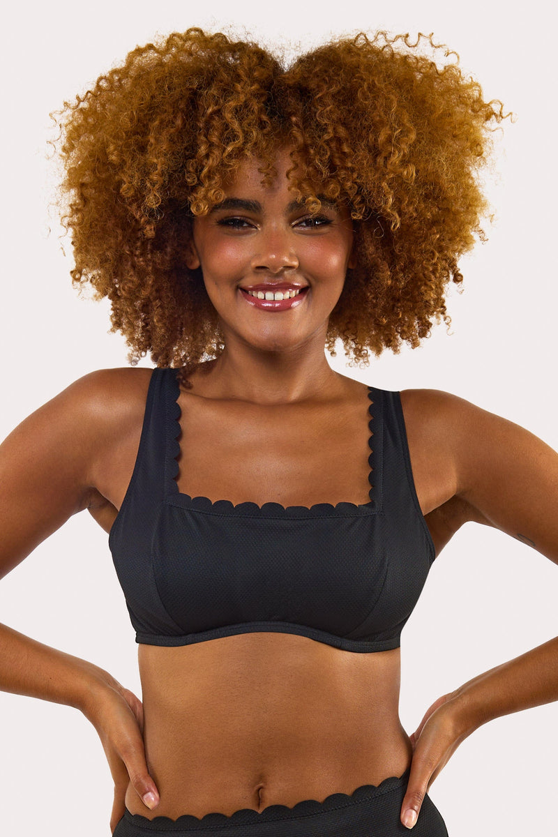 Sophia Mix & Match Fuller Bust Black Scallop Crop Bikini Top – Playful Promises