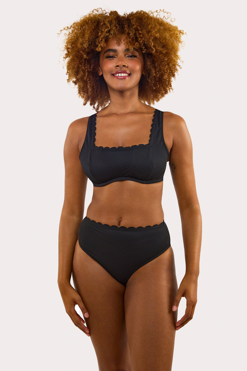 Sophia Mix & Match Fuller Bust Black Scallop Crop Bikini Top – Playful Promises