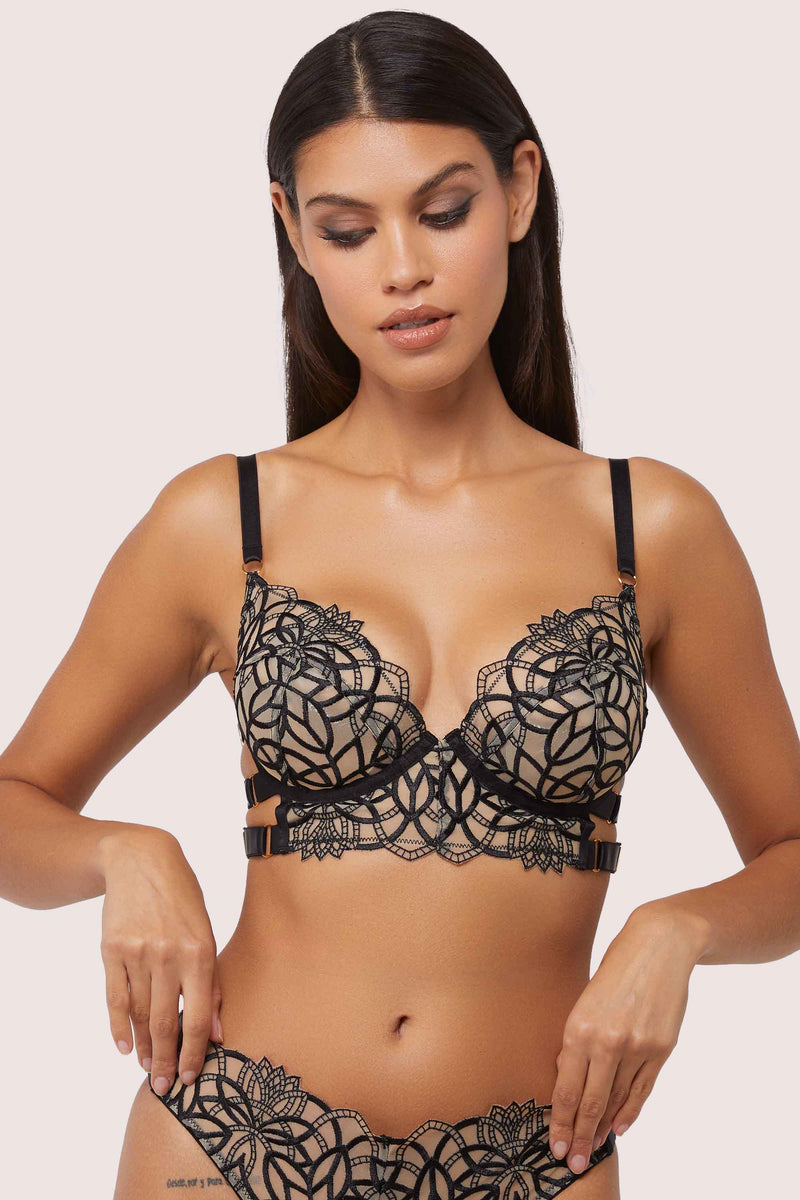 Aisha Black Optical Embroidery Ring Bra – Playful Promises