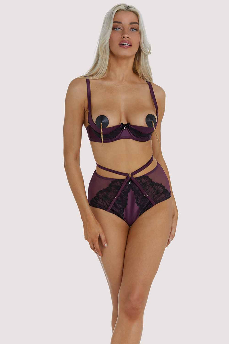 Muriel Purple Lace Quarter Cup Bra Playful Promises