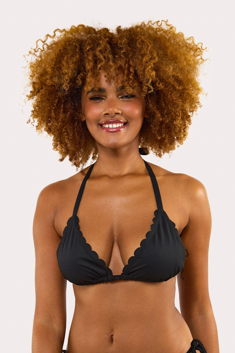 Peek & Beau Sophia Fuller Bust Black Scallop Triangle Bikini Top – Playful Promises