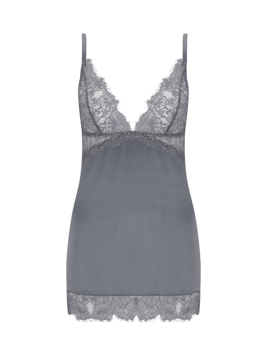 Isabella Grey Lace Slip Dress – Playful Promises