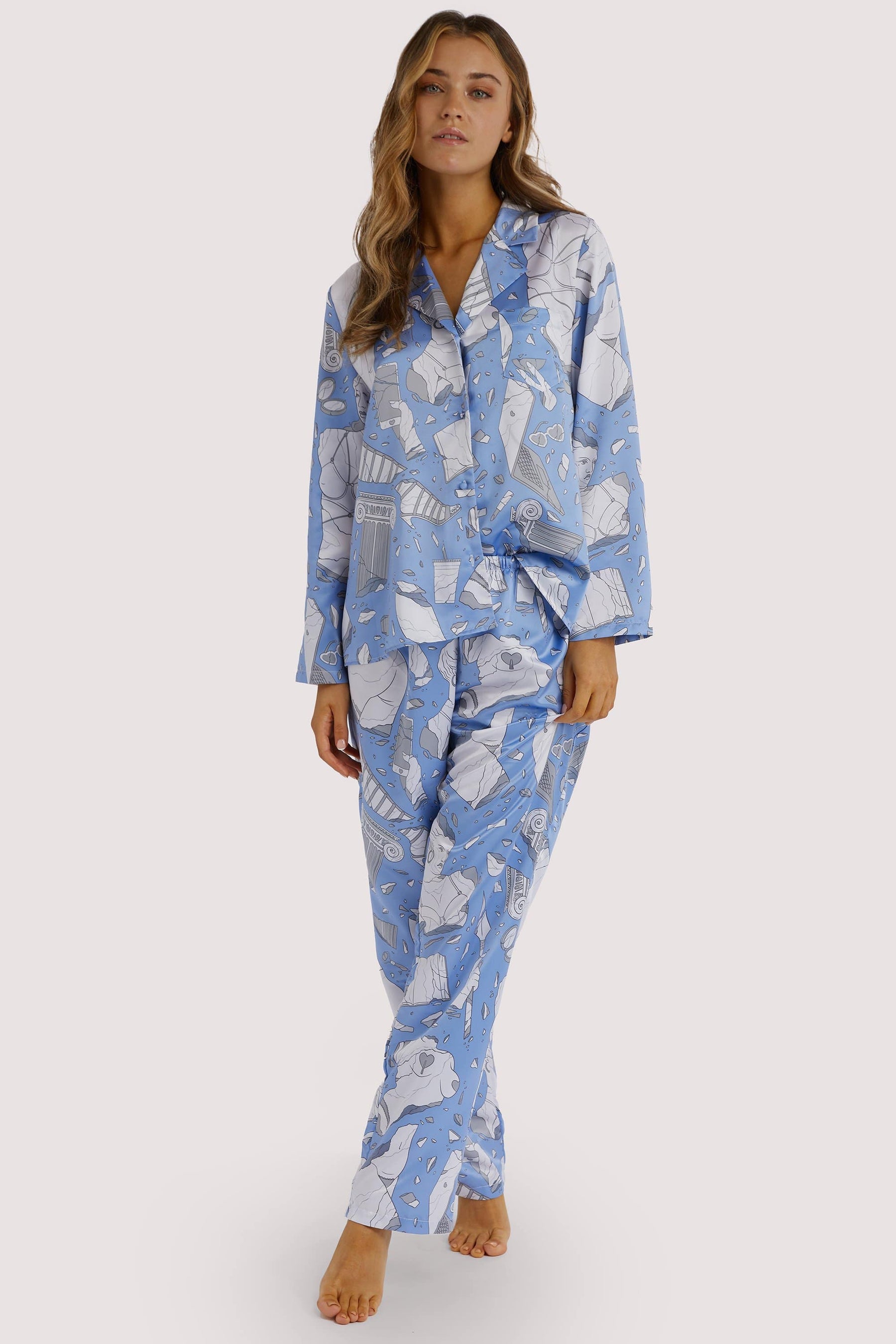 Logan Spector Recycled Blue Statue Short Satin Set – Playful Promises