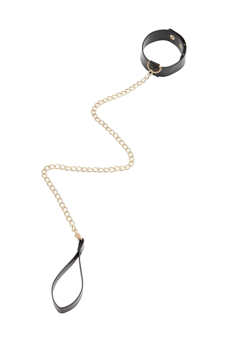 PU Collar With Lead Black – Playful Promises