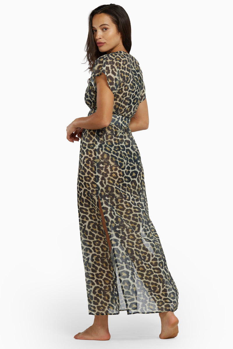 Leopard Print Maxi Cover up Beach Dress – Playful Promises